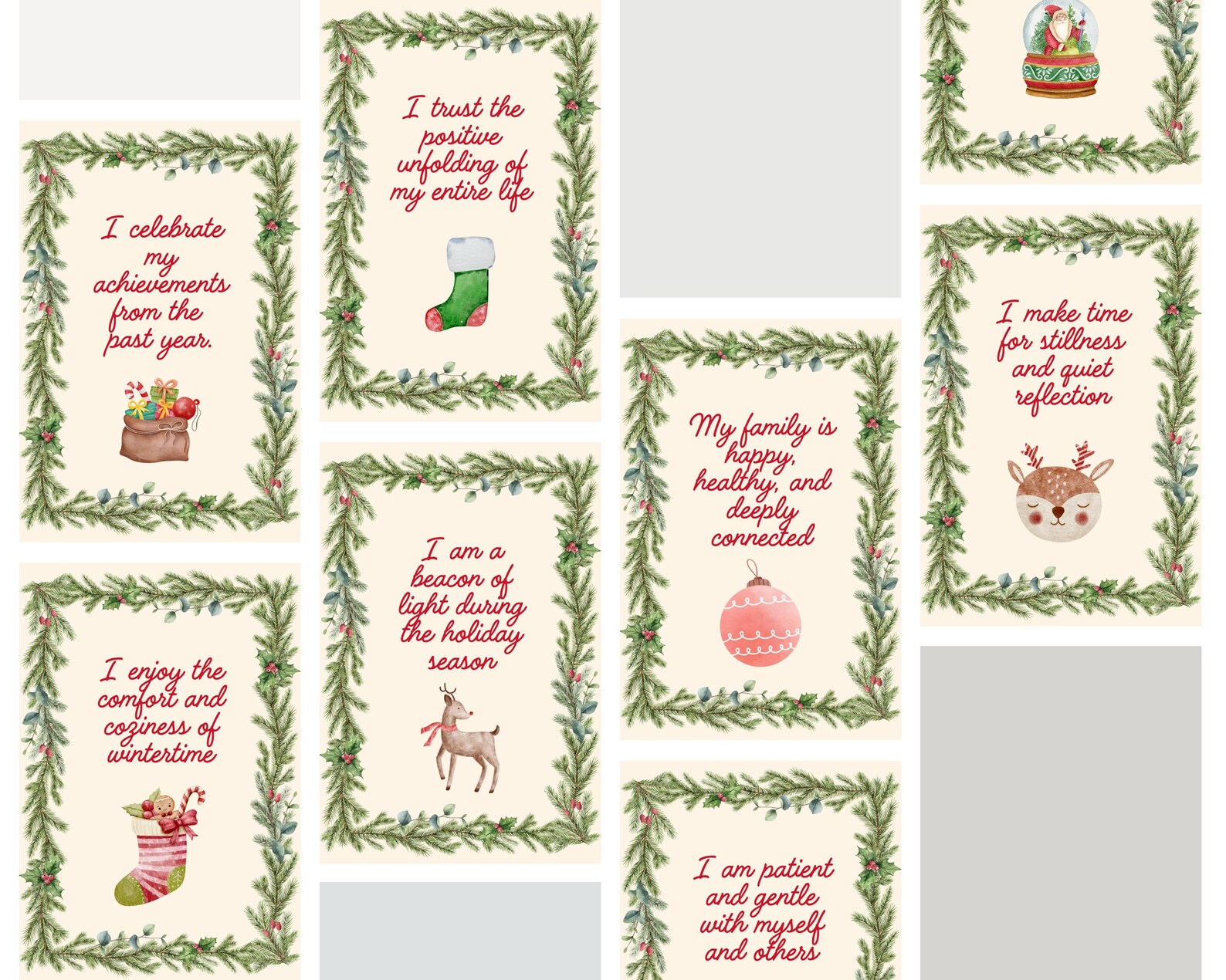 40 Christmas Affirmation Cards – Printable Holiday Positivity Deck ...