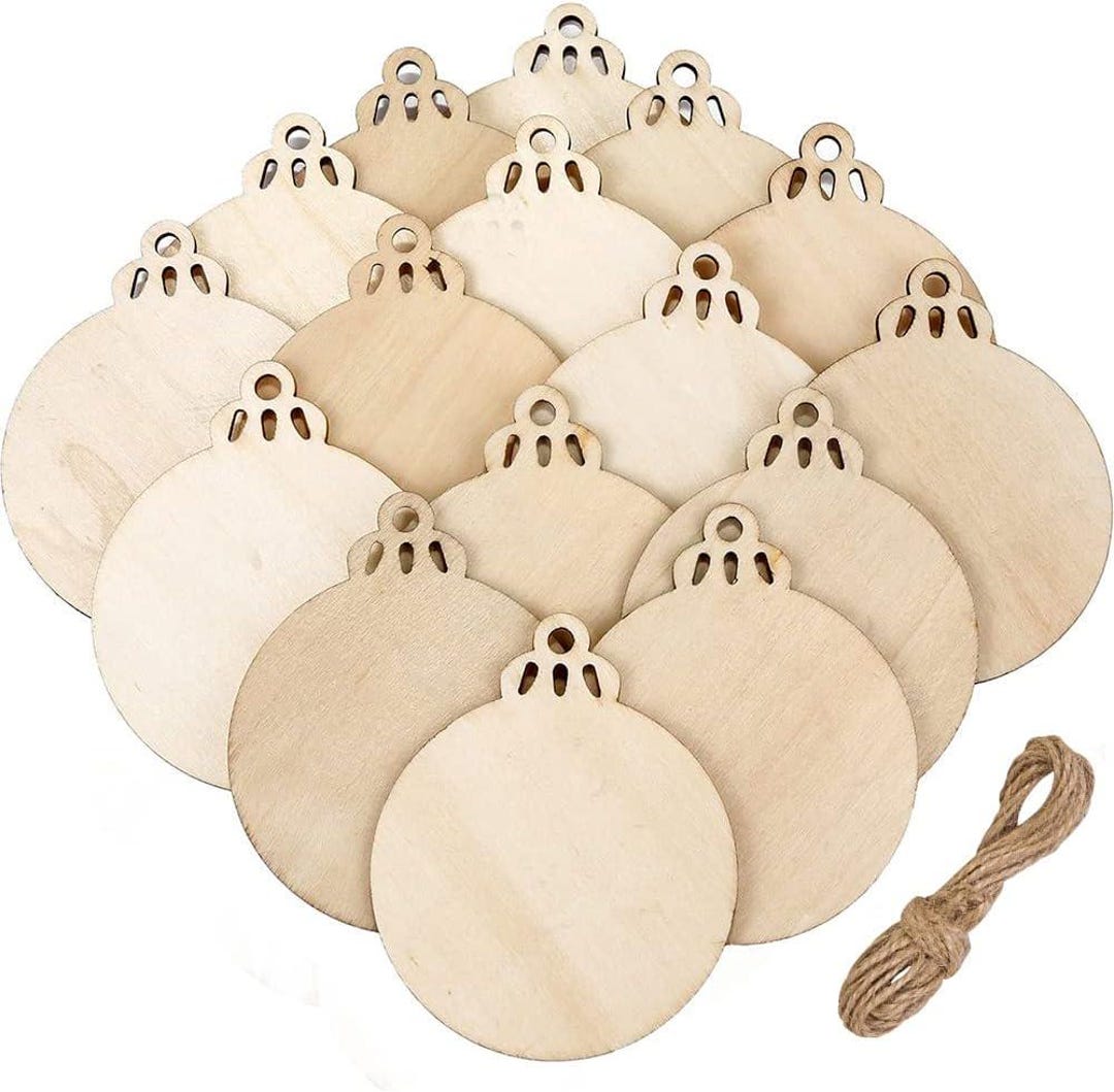 20pcs Wooden Christmas Baubles | Round Wood Slices for DIY Crafts ...
