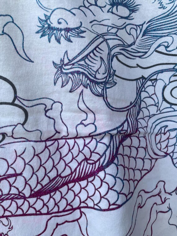 Vintage Y2K Space Opera Japanese Dragon Tees / Size L - Gem