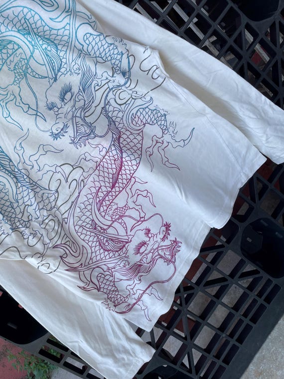 Vintage Y2K Space Opera Japanese Dragon Tees / Size L - Gem