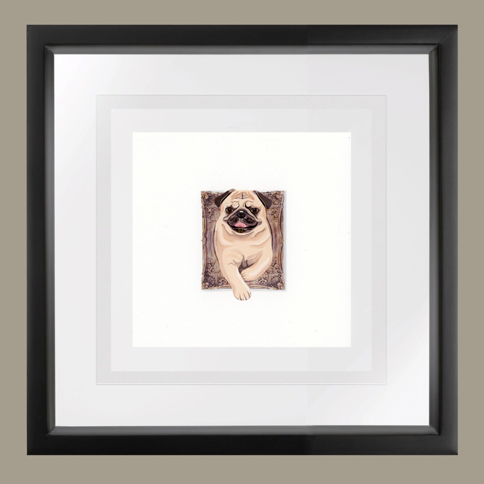 Pug Tiny Art Print Tan Dog Art Print Tiny Fawn Pug in a - Etsy