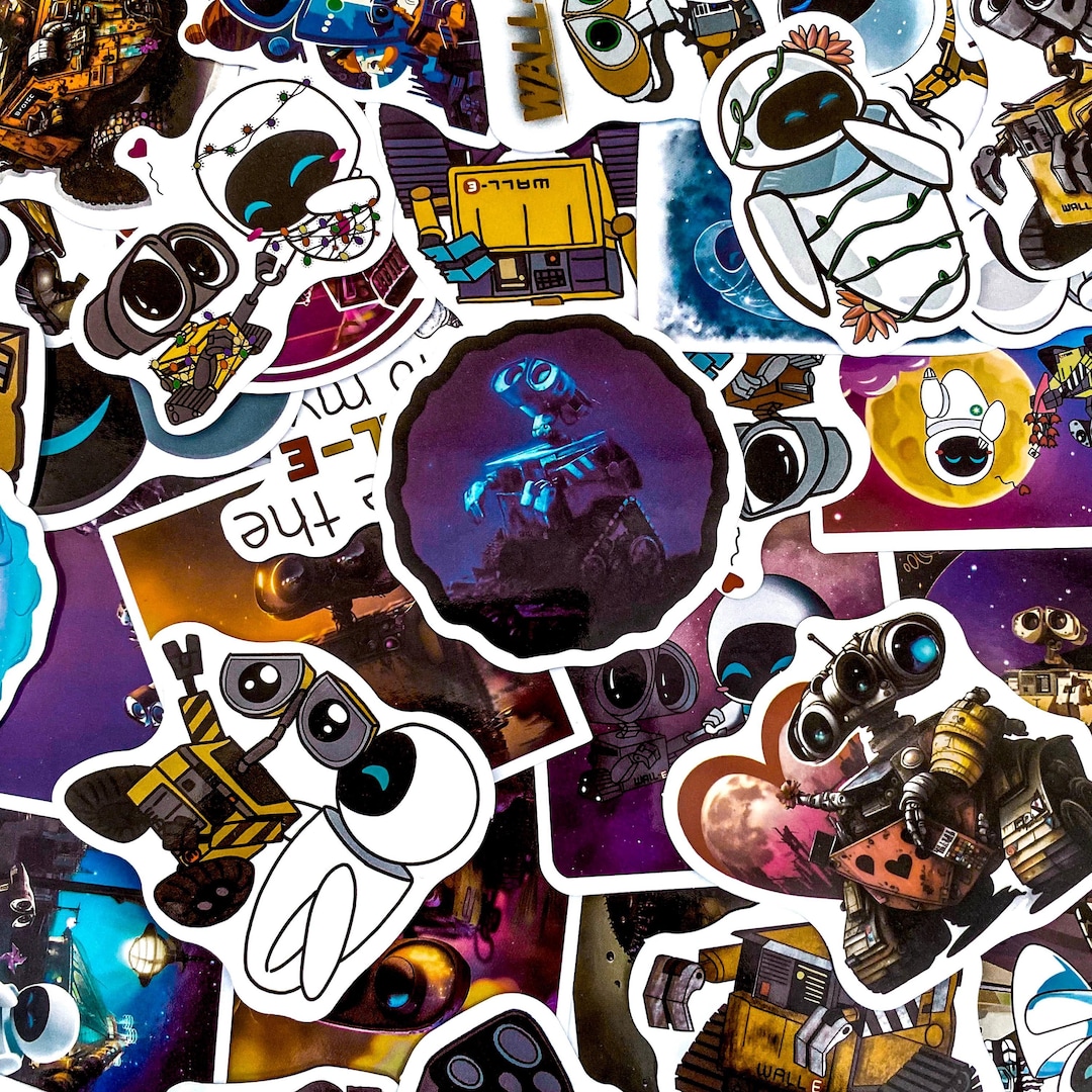 Pack of 50 Robot Stickers, Walle Pixar Stickers, Animated Movie ...