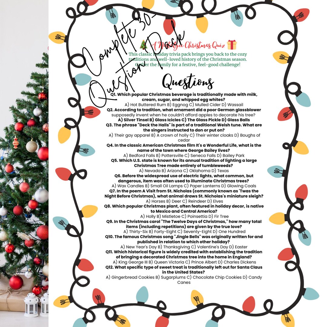 Nostalgic Christmas Trivia Game Printable, Holiday Party Quiz for ...