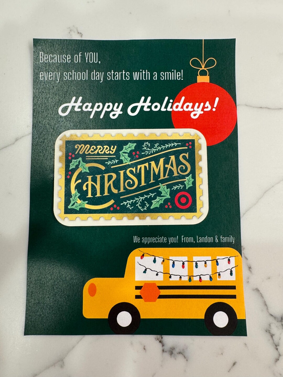 School Bus Driver Christmas Gift Card Holder Printable - Digital ...