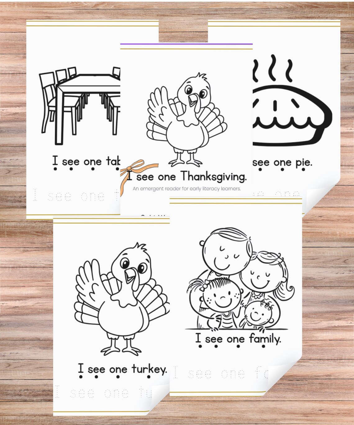 Printable Digital Thanksgiving Coloring Page and Emergent Reader ...