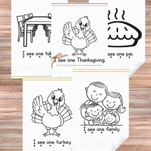 Printable Digital Thanksgiving Coloring Page and Emergent Reader ...