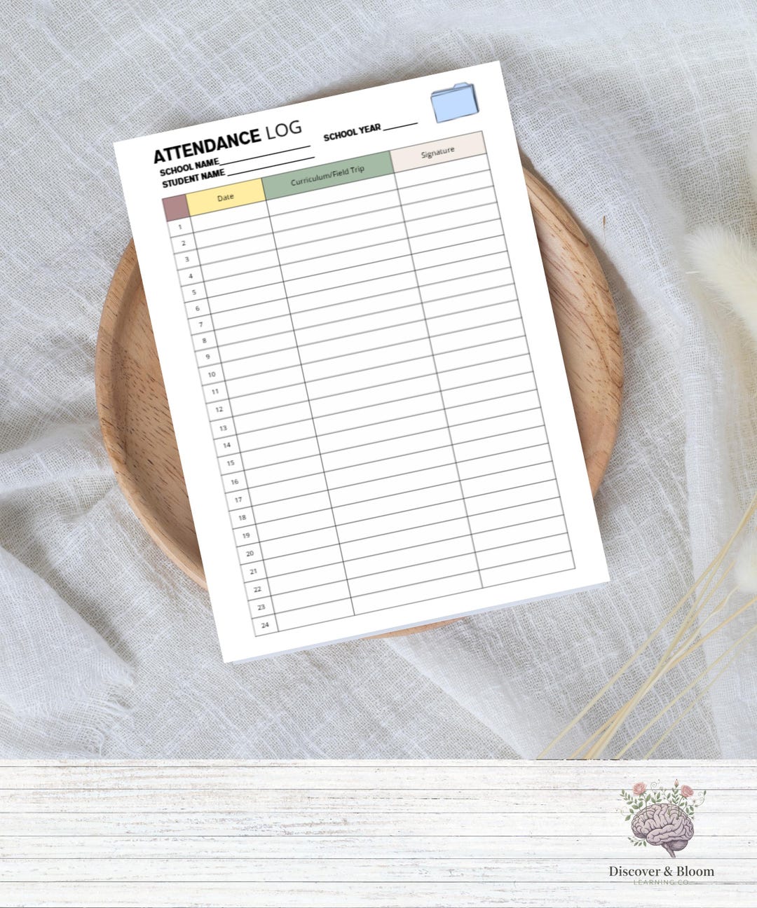 Homeschool Attendance Log: Printable Tracker & Chart (digital Download ...
