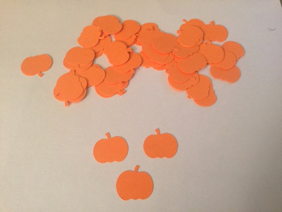 100 Orange Pumpkin Confetti Halloween Cut outs Thanksgiving Confetti ...
