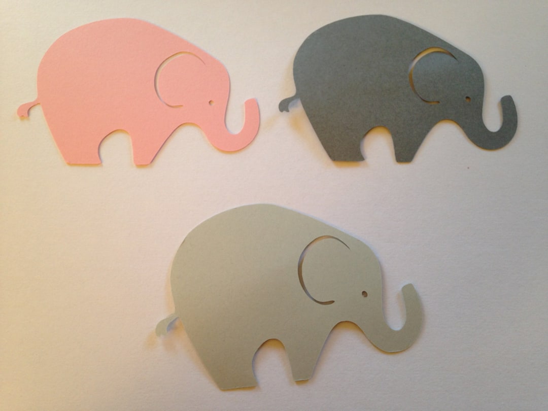 24 Extra Large Gray Pink Elephant Cutout Elephant Punch Elephant Die ...