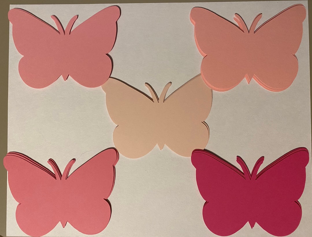 25 Shades of Pink 3x4 Inch Paper Butterfly Die Cuts Cutout Confetti ...