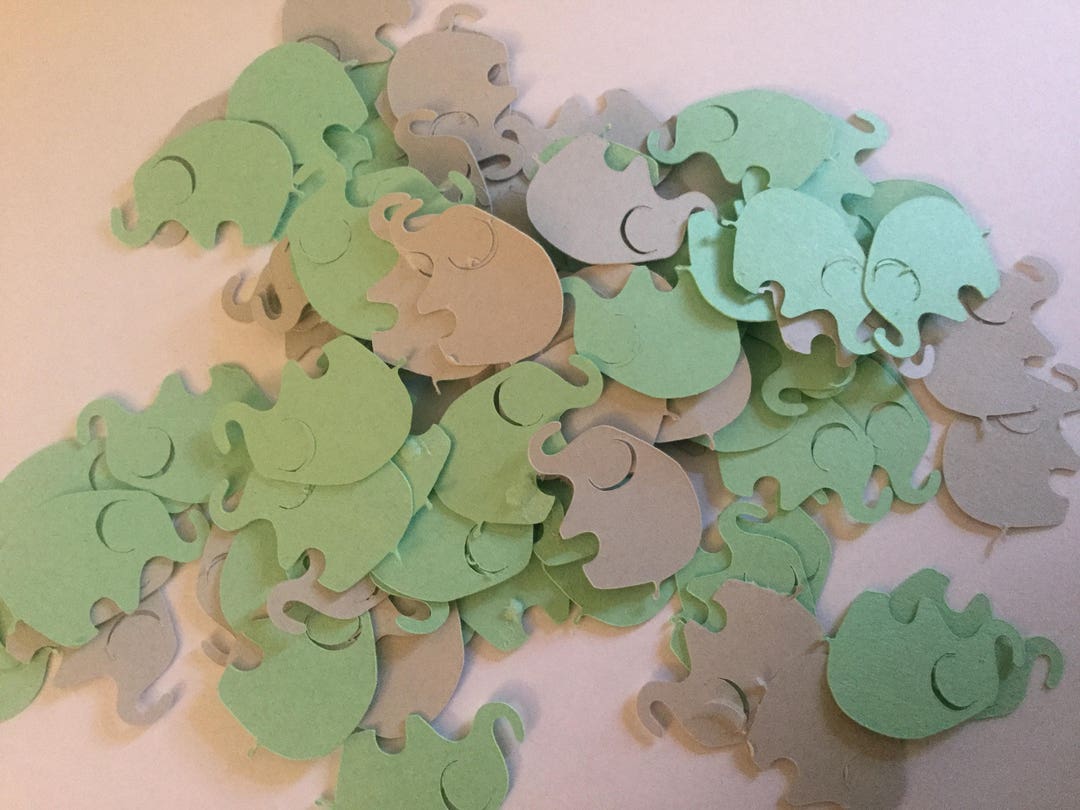 Elephant Confetti, Elephant Baby Shower, Mint Green Gray Elephant ...