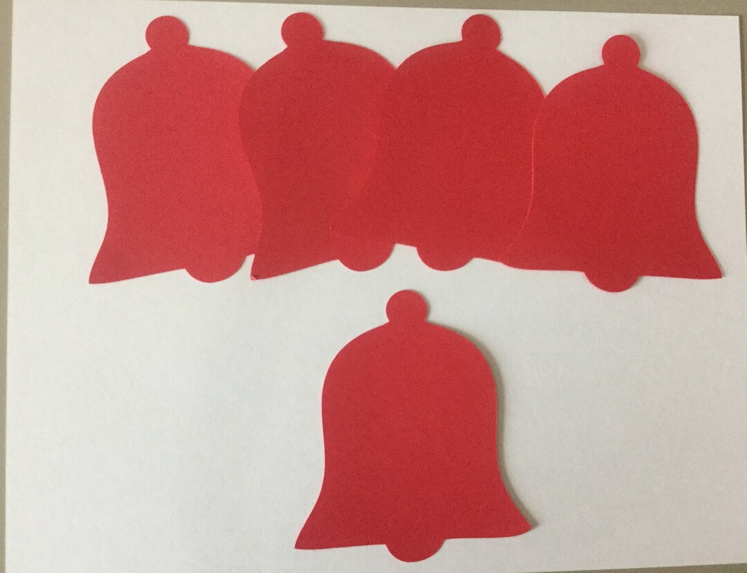 25 Christmas Bell Cut Outs, 4 Inch Red Bell Die Cuts, Christmas ...