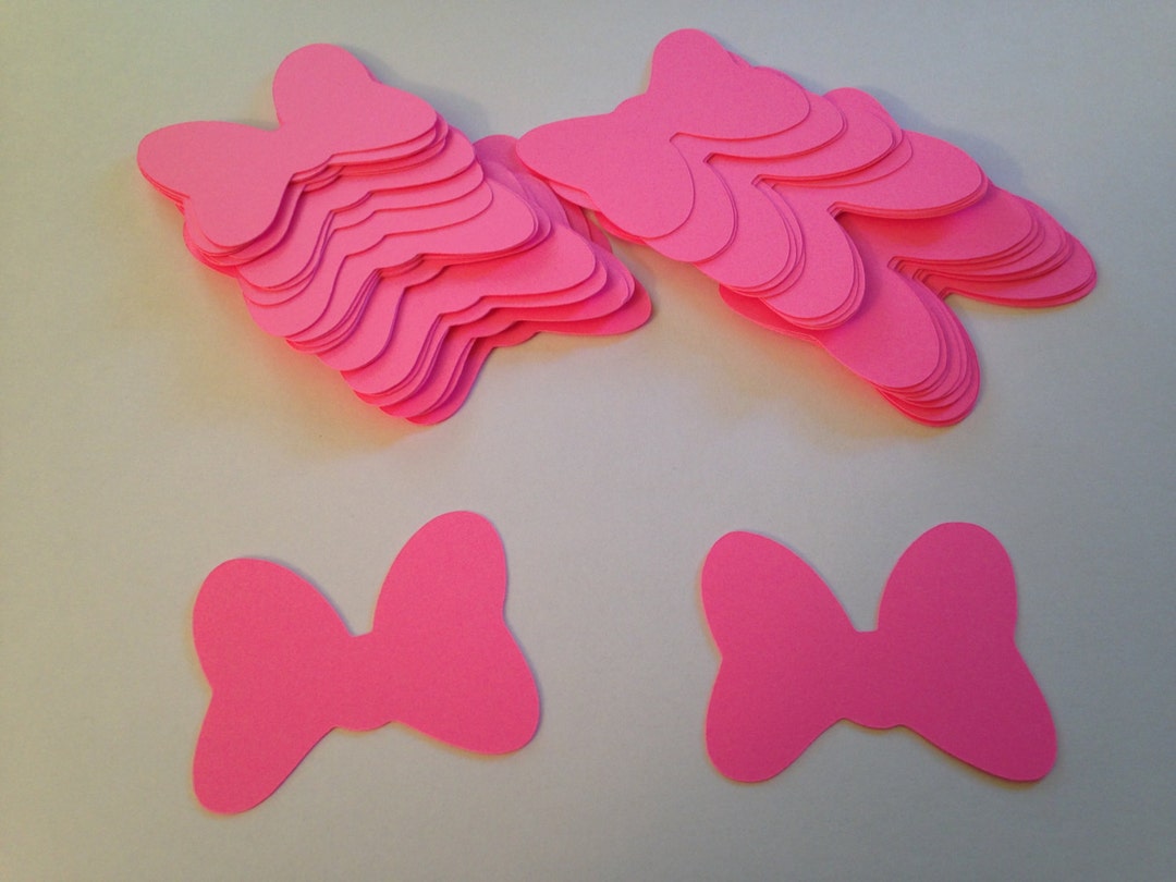48 Hot Pink Minnie Mouse Bow Die Cut Cutout Confetti Embellishment ...