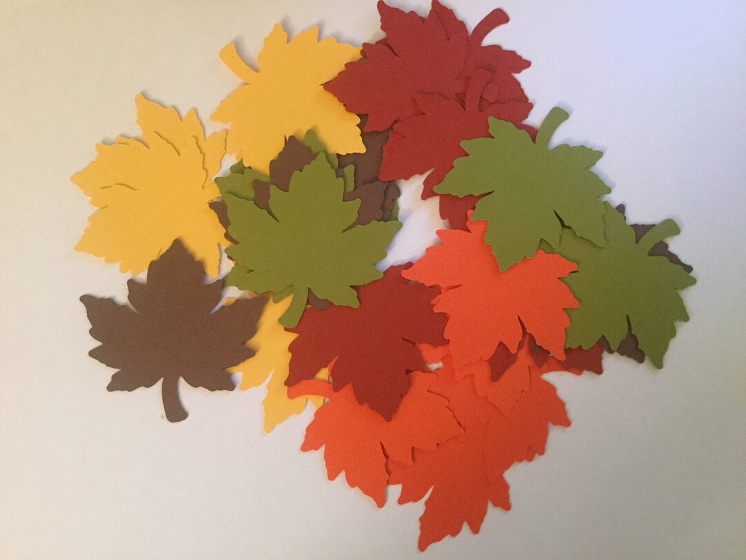 50 Fall Leaves Die Cuts, 2 1/2 Inch Leaf Cutout, Large Leaf Confetti ...