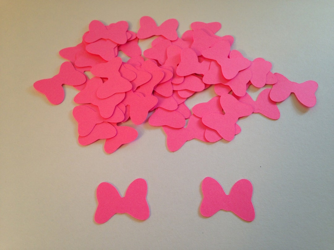 100 Hot Pink Minnie Mouse Bow Die Cut Punch Cutout Confetti ...