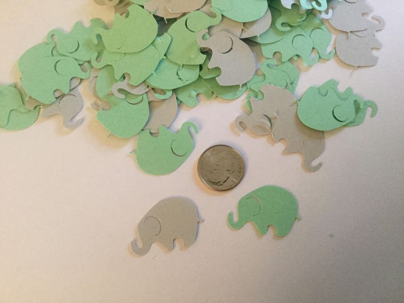 Elephant Confetti Elephant Baby Shower Mint Green Gray | Etsy