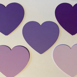 30 Count Purple Heart Cut Outs, Heart Die Cuts, Valentine Confetti ...