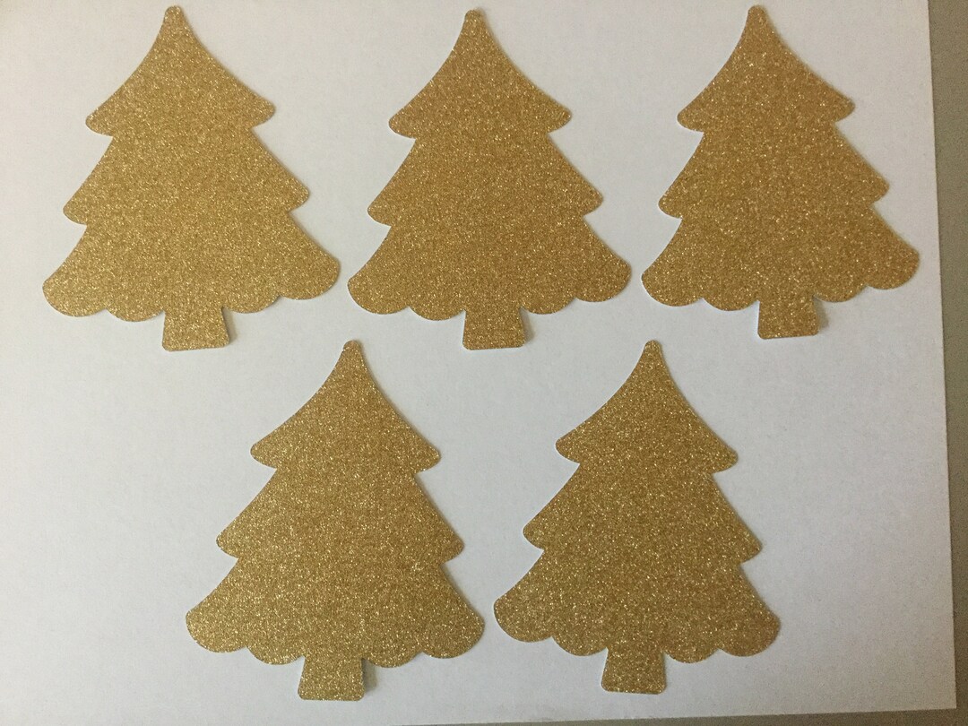 12 Paper Christmas Tree, 4 Inch Tree Die Cuts, Silver Tree Shape, Gold ...