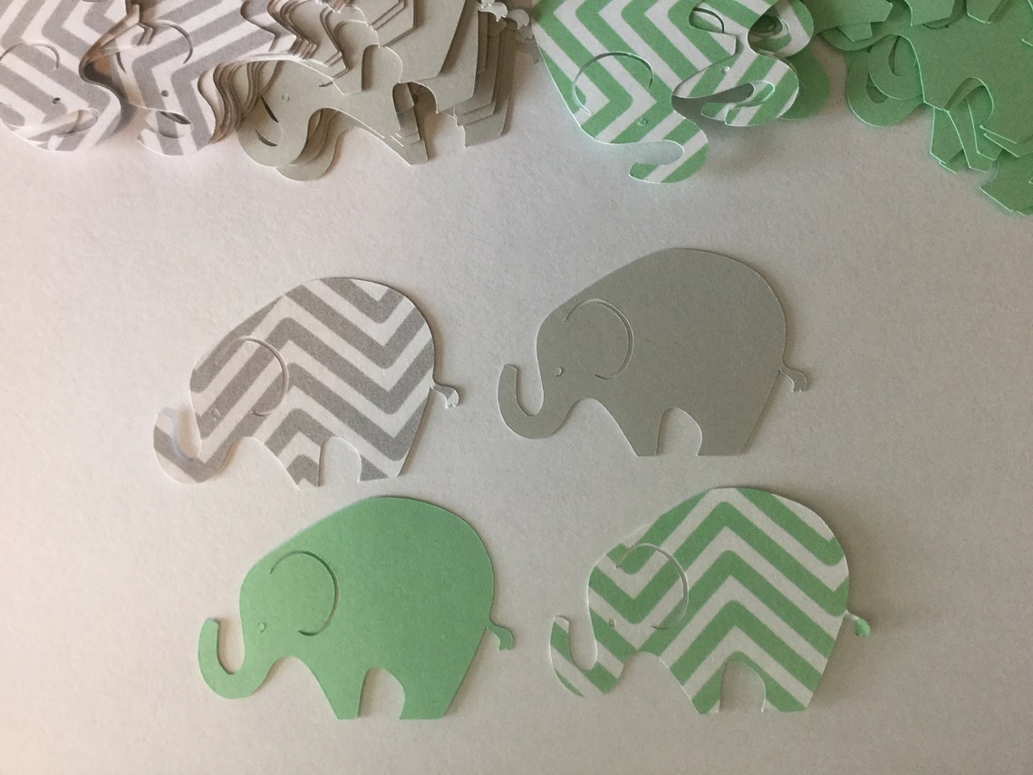 Elephant Baby Shower Green Gray Elephant Cut Out Elephant Die - Etsy