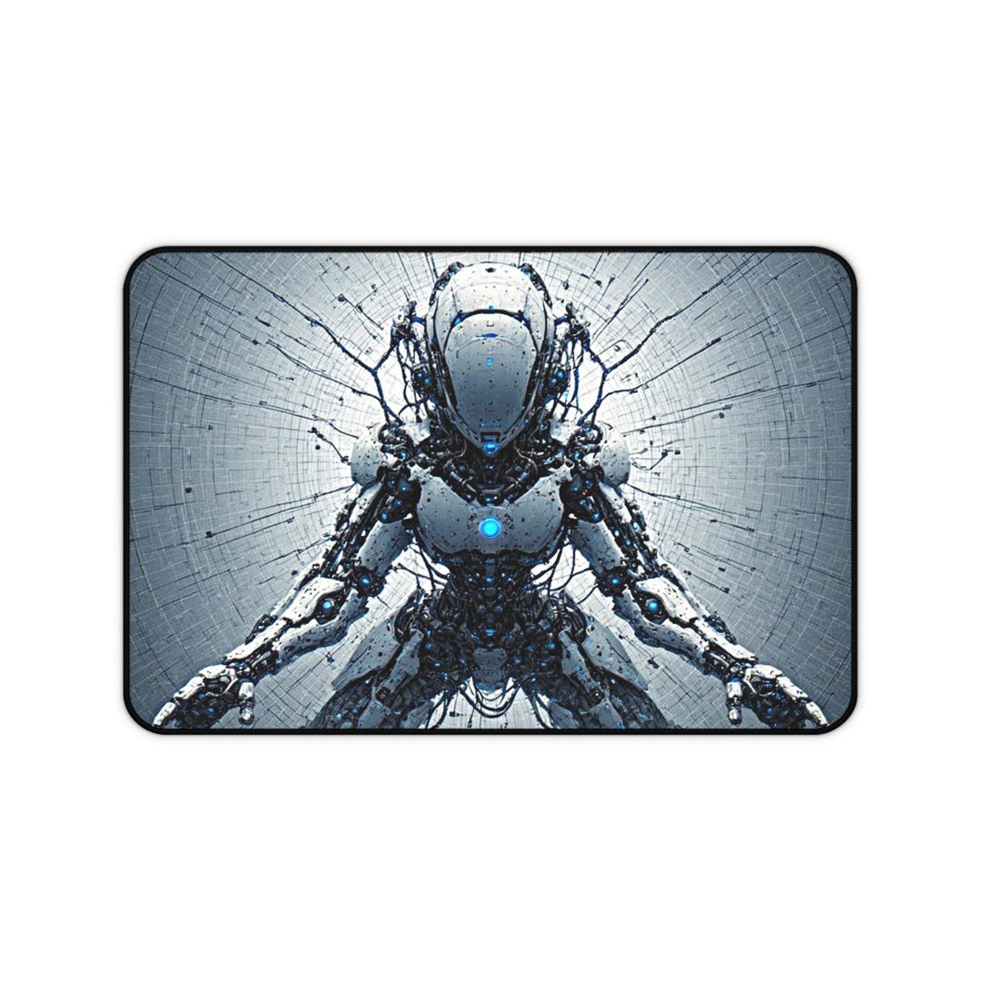 005 Futuristic Robot Desk Mat, Gaming Mouse Pad, Office Workspace Decor ...