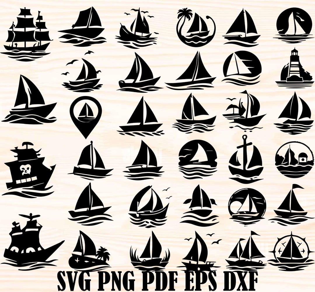 Sailboat SVG Bundle, Sailboat Clipart, Sailboat Silhouette, Speedboat ...