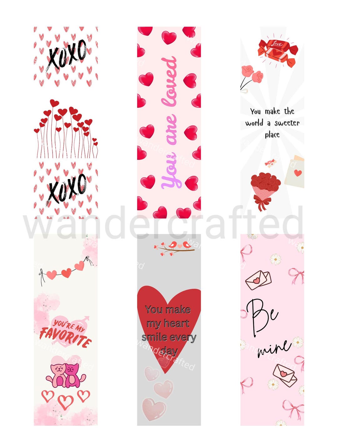 Bookmark Printable Valentine | Cute Heart Love Bookmarks | Instant ...