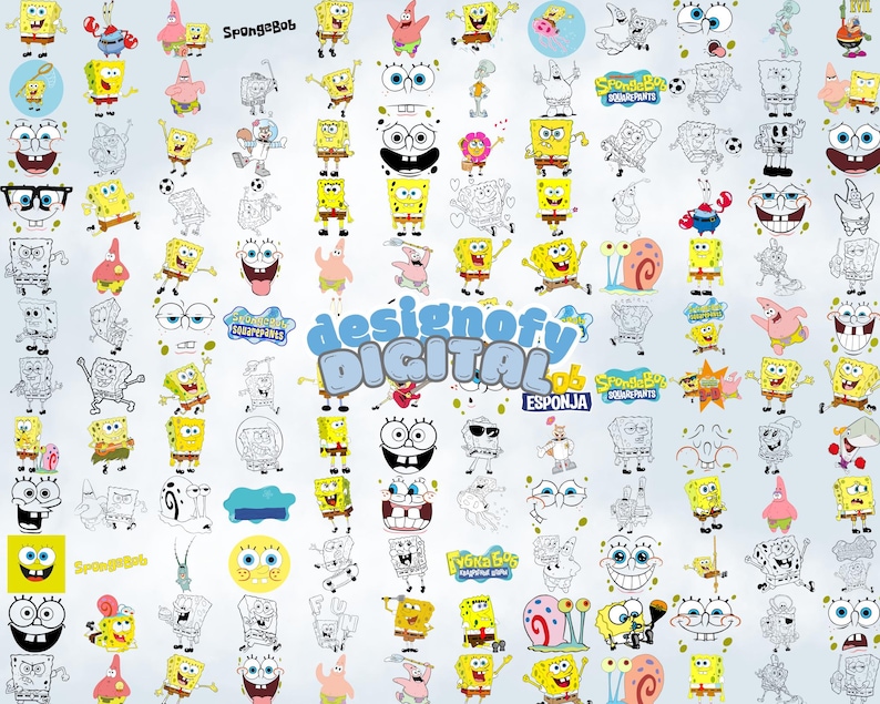 Spo.nge Bo.b SVG PNG EPS Bundle, Spon.ge Layered Cut File Spong.e Bob ...