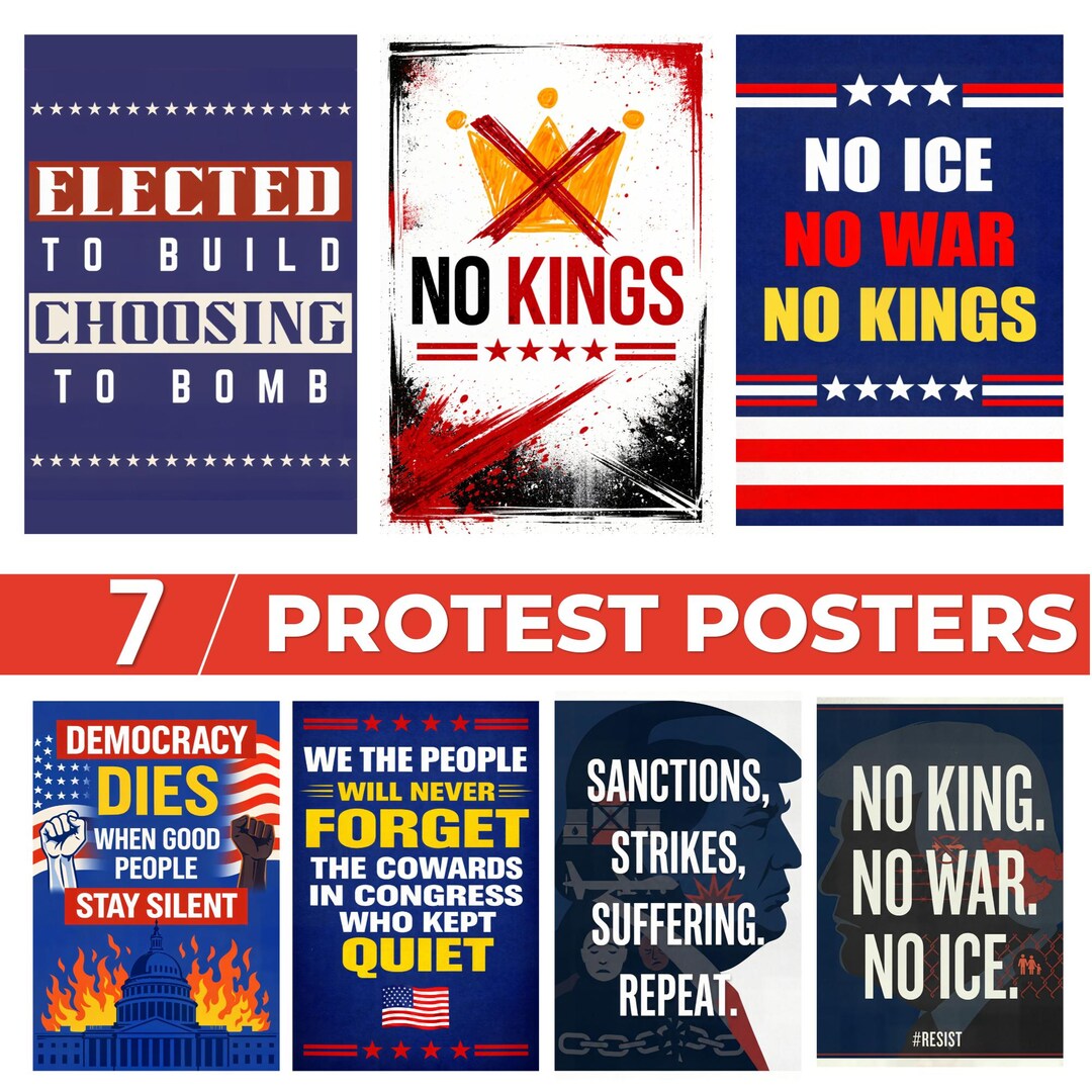 Printable Anti-trump Protest Sign Bundle, No Kings Posters,resist ...