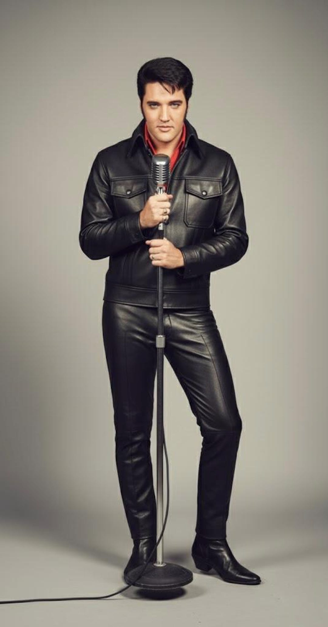 Elvis 1968 Comeback Suit - Rock and Roll Tribute - Men's Black Leather ...