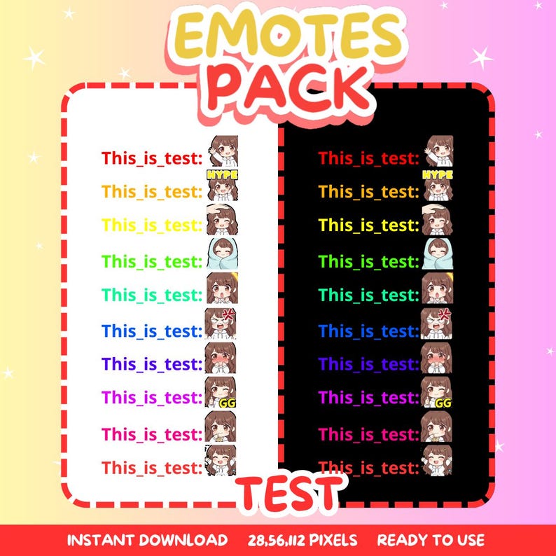 Twitch Emotes | Chibi Girl Emote Pack: Brown Hair, 6 Eye Colors ...