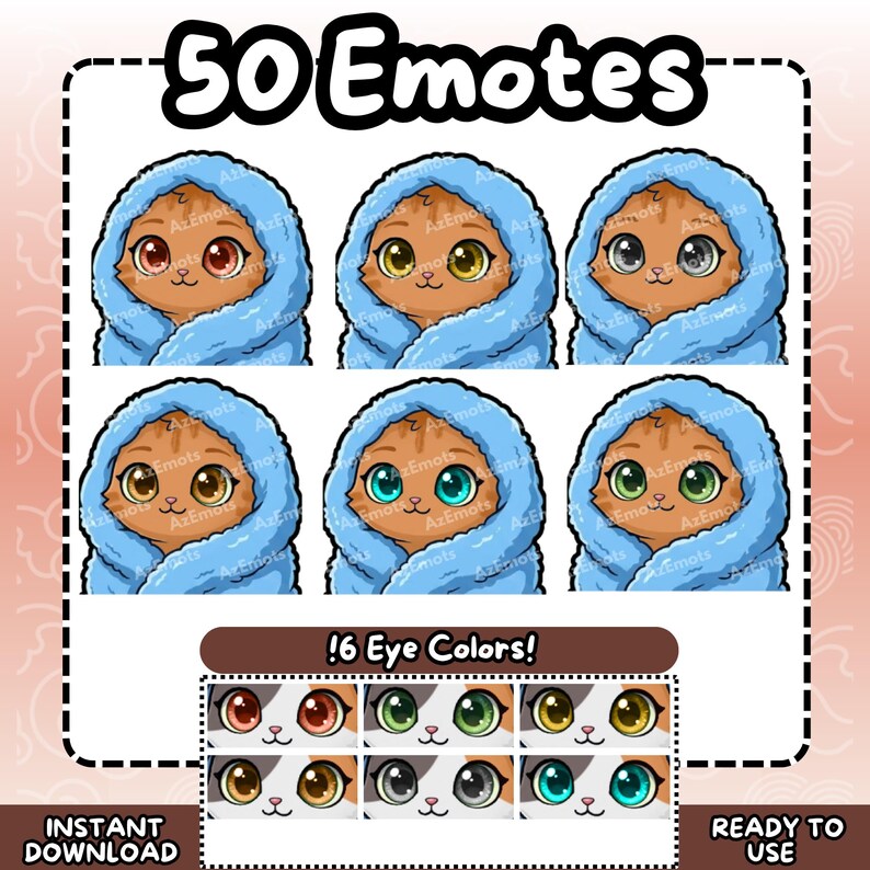 Twitch Emotes | 50 Orange Cat Emotes Twitch Pack | Mega Bundle Cute ...