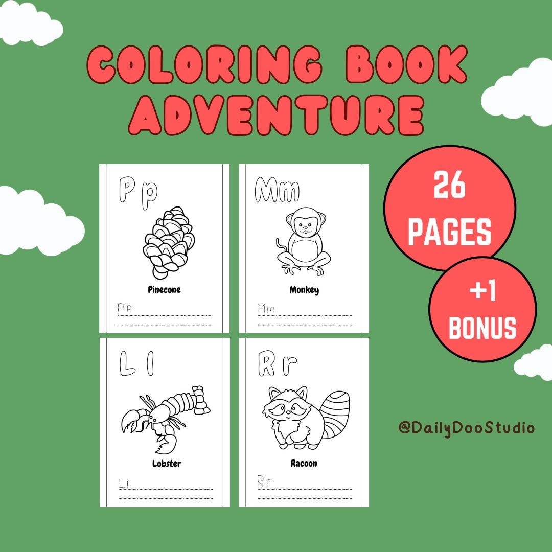 Hand-drawn Alphabet Coloring Book: Animals & Nature A-Z (PDF) - Etsy