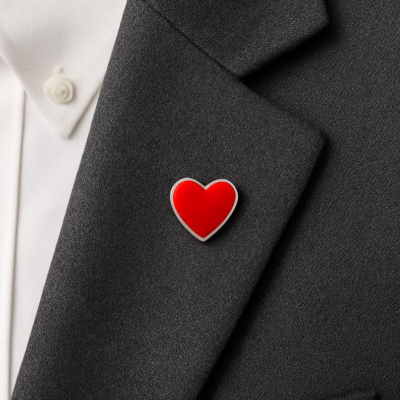 Small Red Heart Awareness Pin – 5/8" Sterling Silver Plated Lapel Pin ...