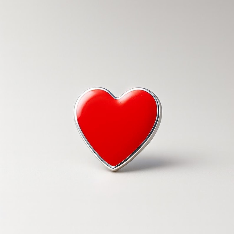 Small Red Heart Awareness Pin – 5/8" Sterling Silver Plated Lapel Pin ...