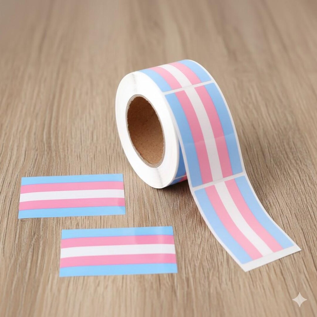 Transgender Pride Flag Stickers Roll | Pink White Blue Trans Pride ...