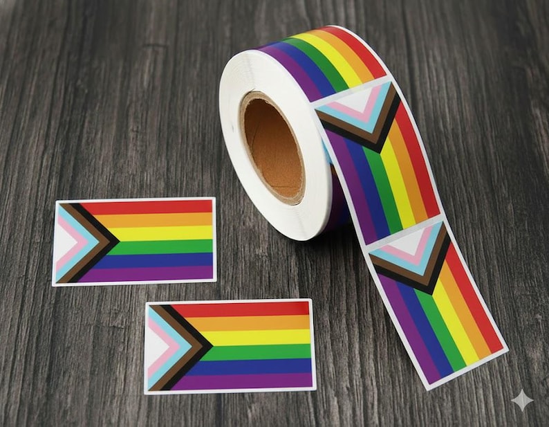 Progress Pride Flag Stickers Roll | Inclusive Rainbow + Trans Chevron ...
