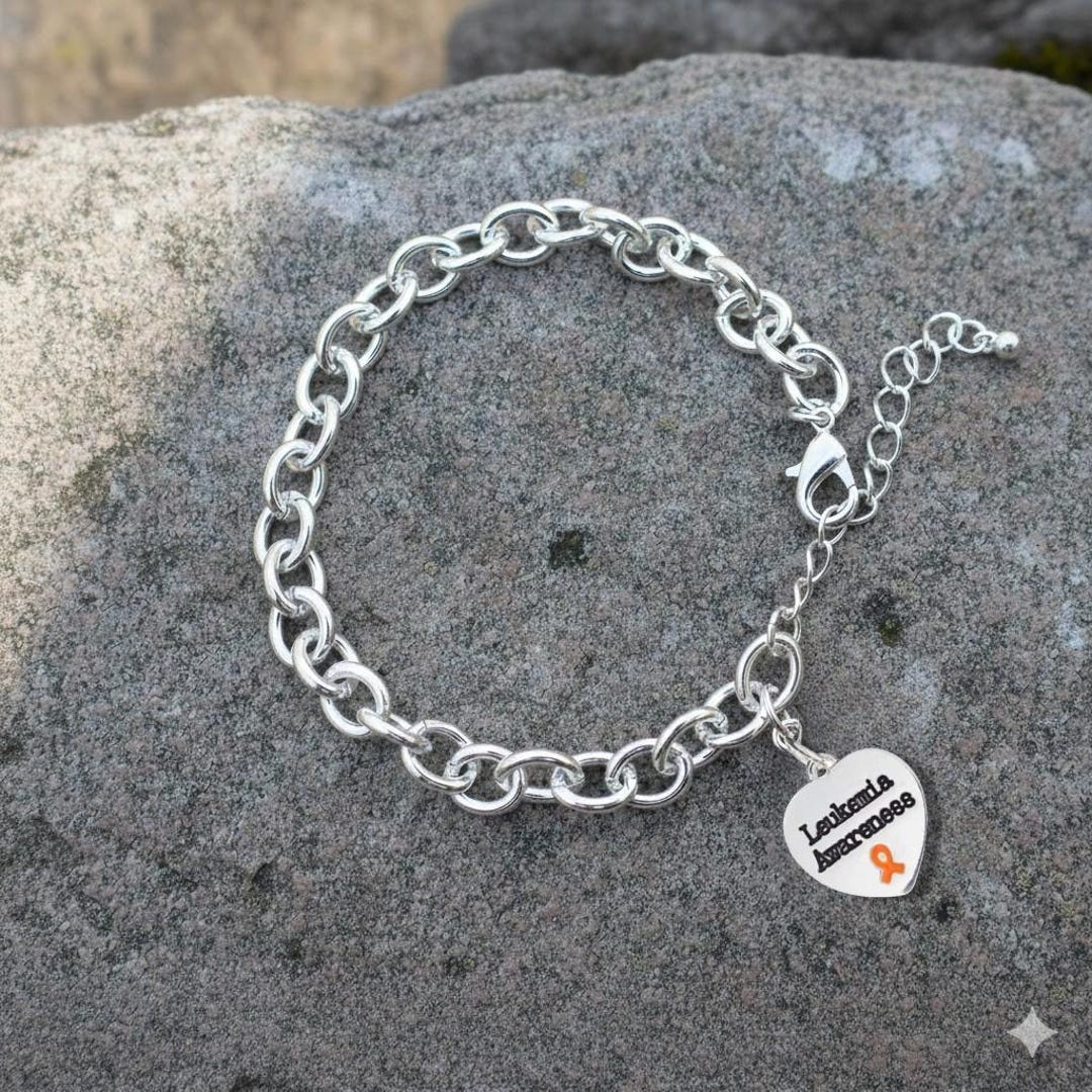 Leukemia Awareness, Chunky Charm Bracelet, Sterling Silver Plated ...