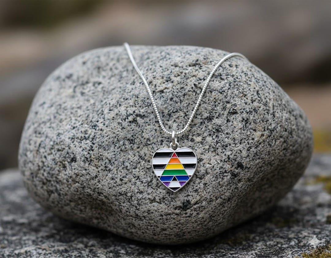 Straight Ally Pride Necklace – LGBTQ Ally Jewelry – Silver Rectangle ...