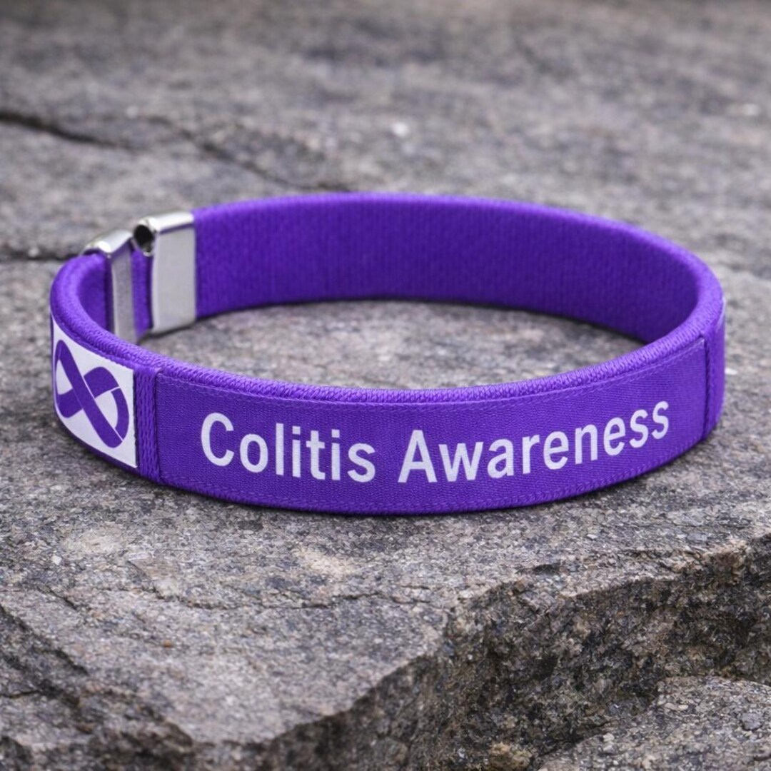 Colitis Awareness Purple Ribbon Bangle Bracelets for Fundraising, Gift ...