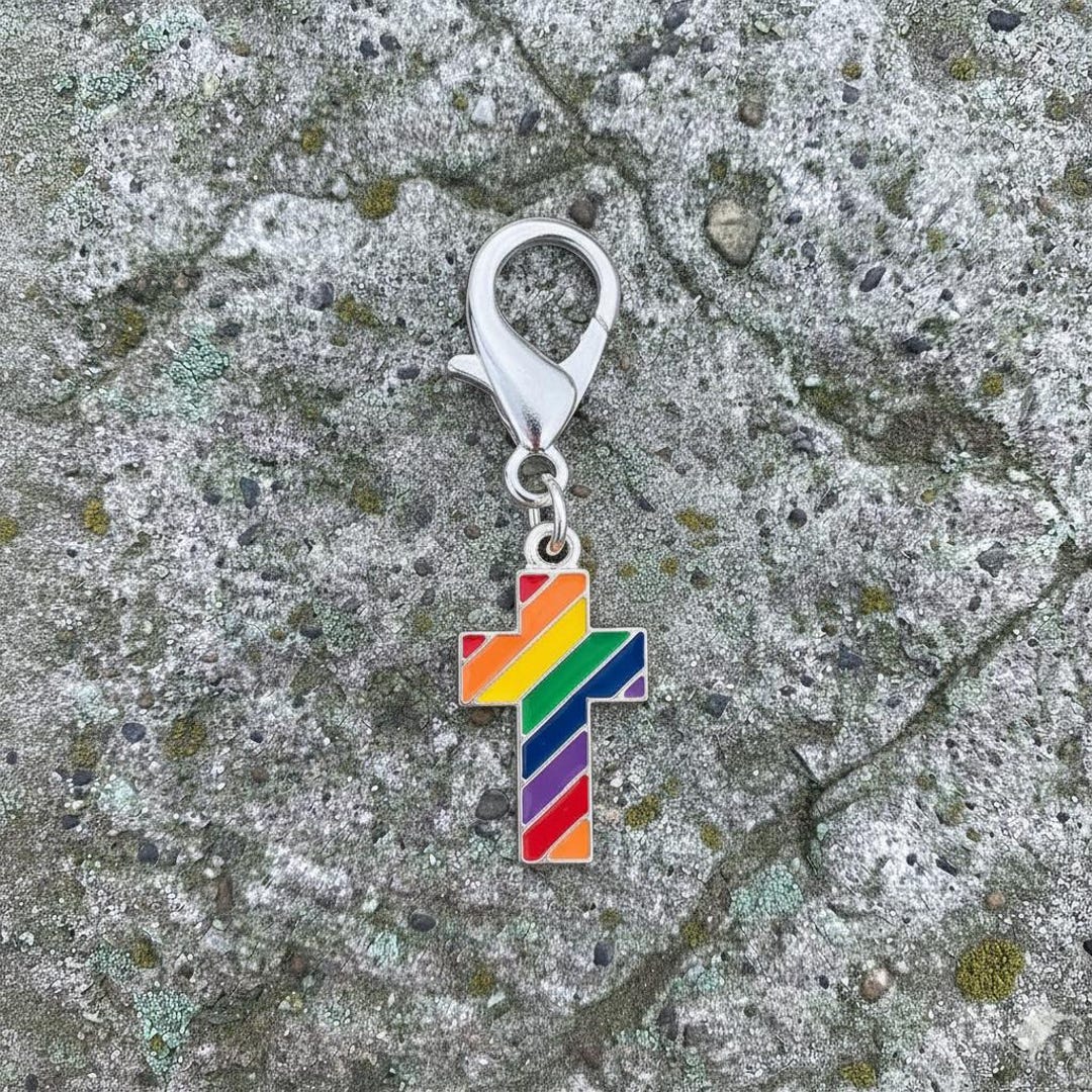 Rainbow Cross Gay Pride Hanging Charm – LGBTQ Rainbow Cross Charm ...