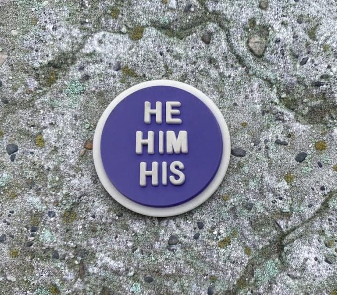Bulk He/him Pronoun Silicone Pin | 1” Circle LGBTQ+ Pronoun Badge ...