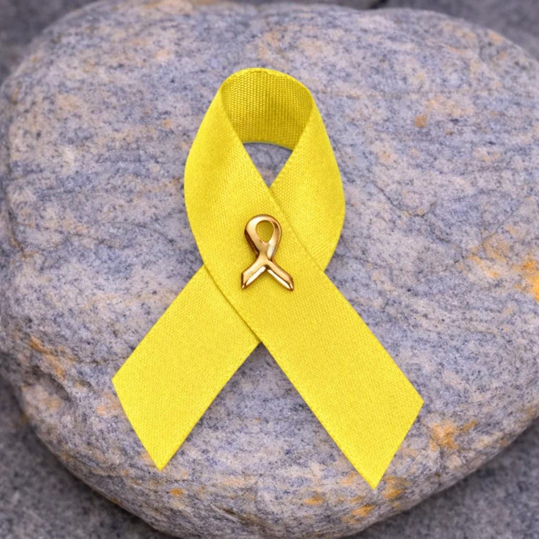 Satin Yellow Ribbon Pins for Bladder Cancer, Spina Bifida and Military ...