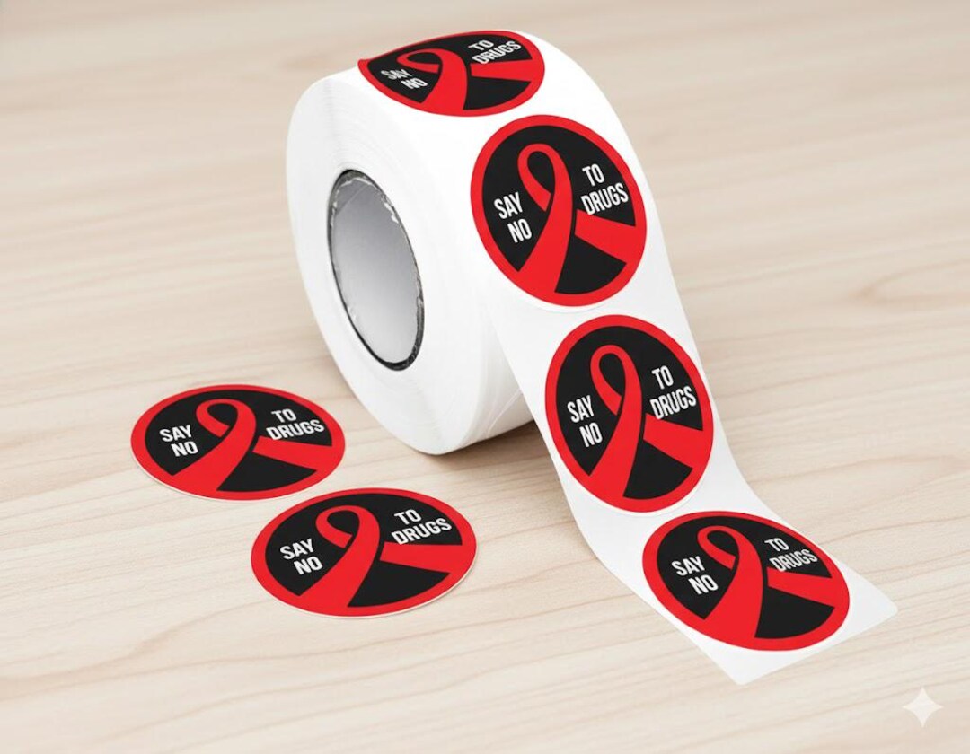 250 Red Ribbon Week Stickers Roll – 1.5” Round “say No to Drugs” Labels ...