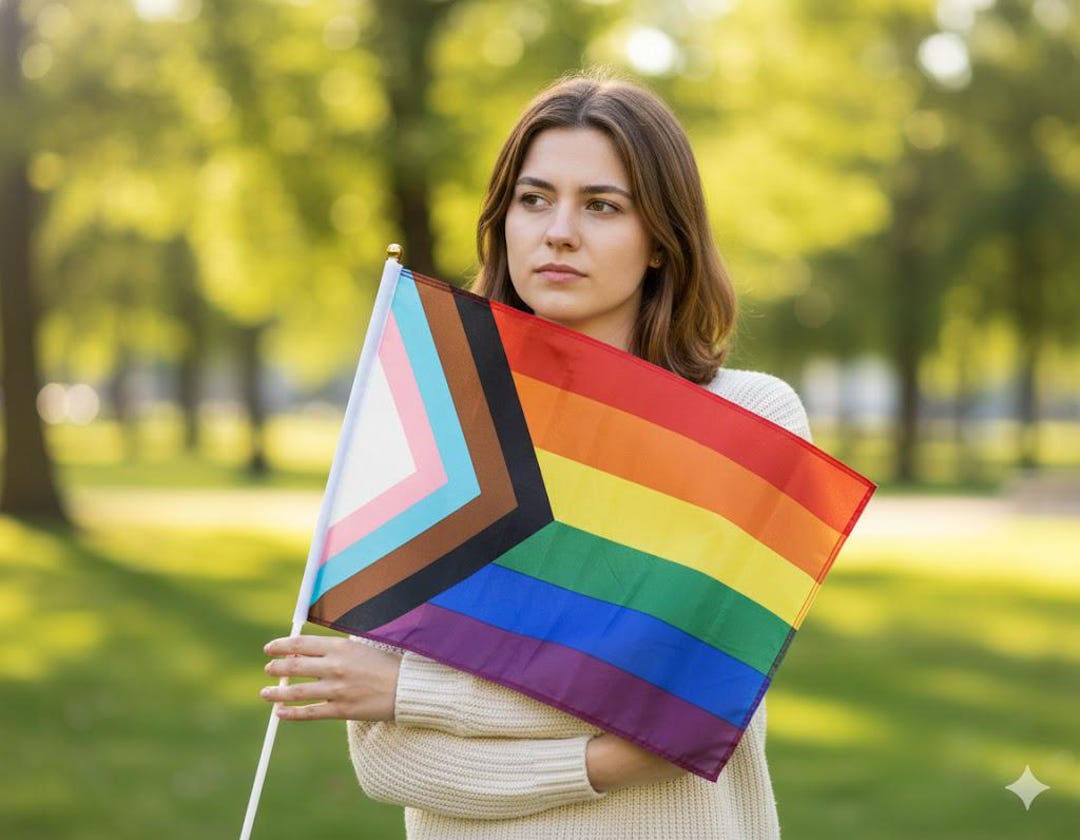 Large Progress Pride Flag on Stick – Daniel Quasar Handheld Pride Flag ...