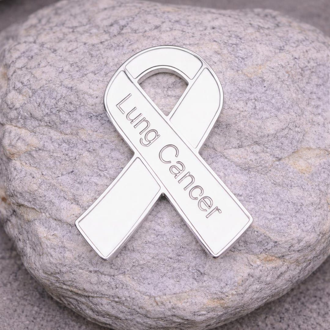 Lung Cancer Awareness Pin - White Ribbon Lapel Pin - Sterling Silver ...