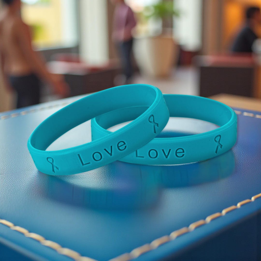 PTSD Awareness Teal Silicone Bracelets – Hope Faith Love Wristbands for ...
