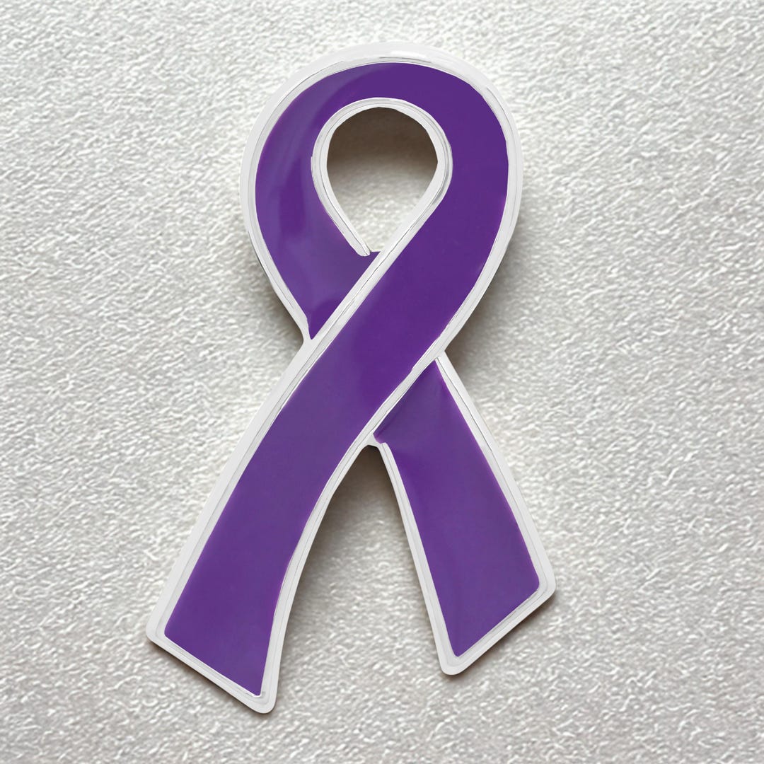 Purple Ribbon Pins for Pancreatic Cancer, Alzheimer’s, Epilepsy, Lupus ...