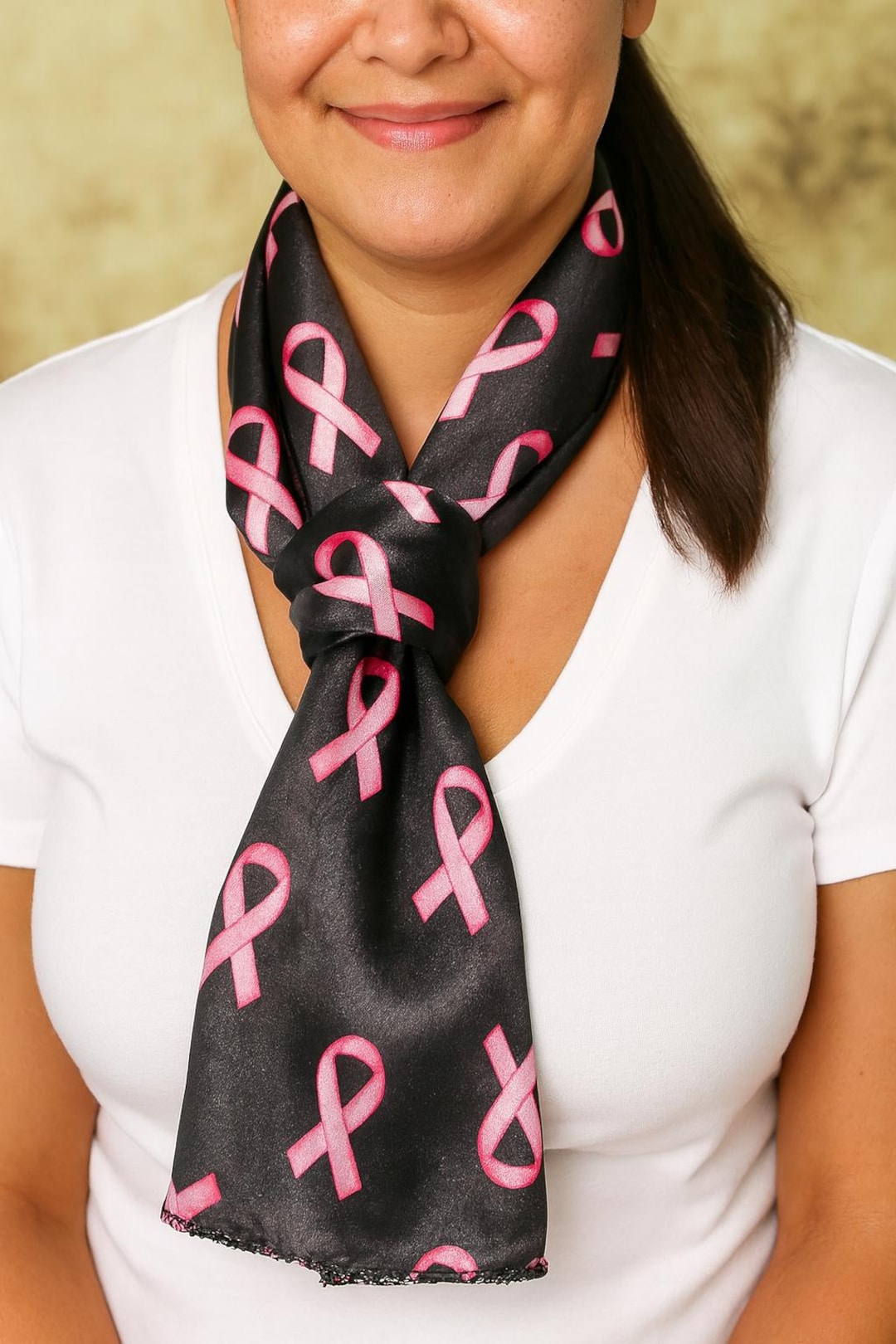 Black Pink Ribbon Awareness Scarf – Breast Cancer Support – 60” X 13 ...