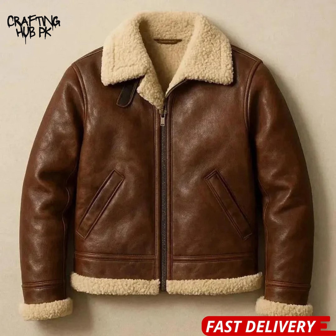 Men’s Sheepskin B2 Bomber Jacket | Leather Aviator Coat | Warm ...
