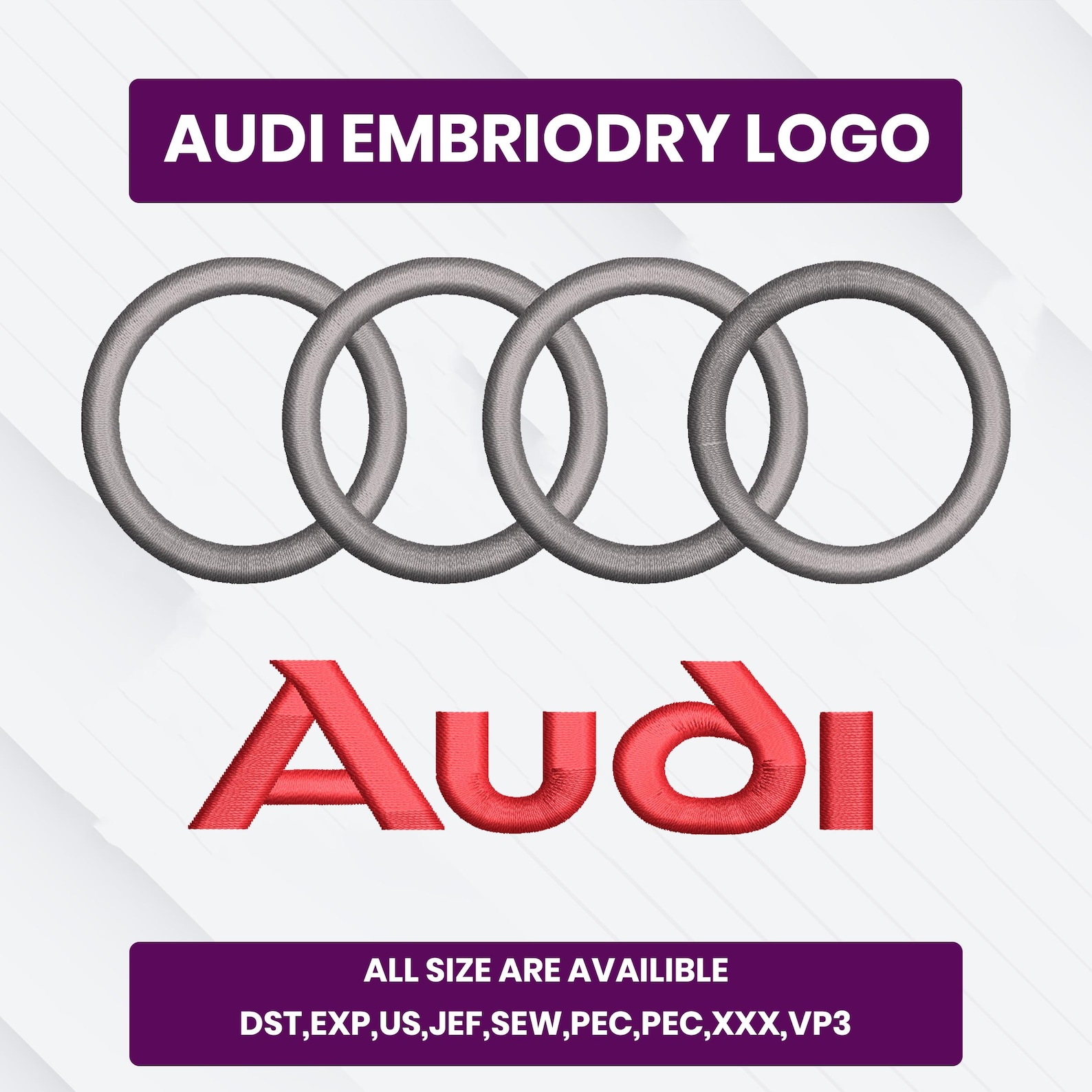 Audi Logo Embroidery Design | Car Logo Machine Embroidery File | 2.5–5 ...